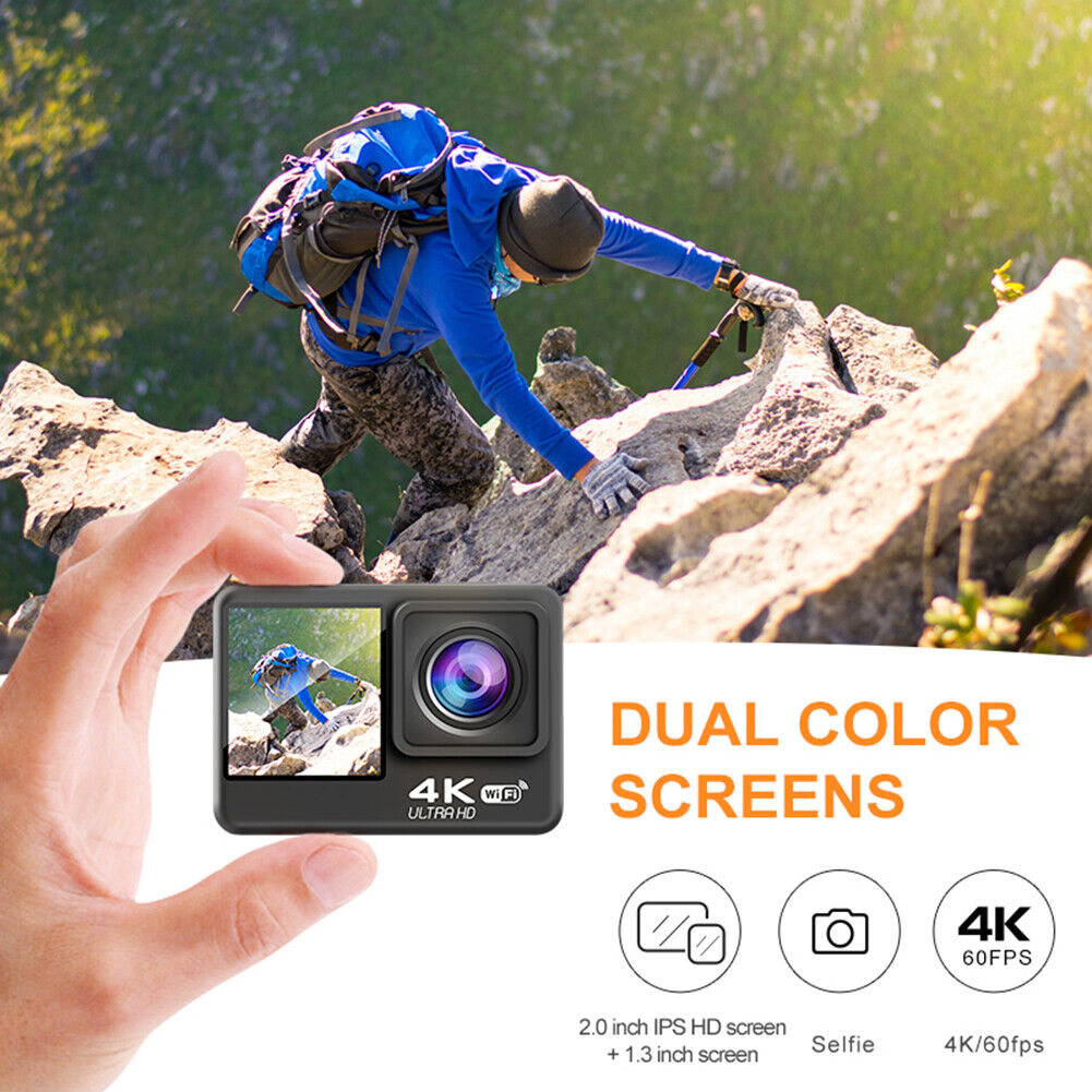 กล้องแอคชั่น 673ST4K 60FPS กันสั่น Dual Screen Action Camera จอสัมผัส ...