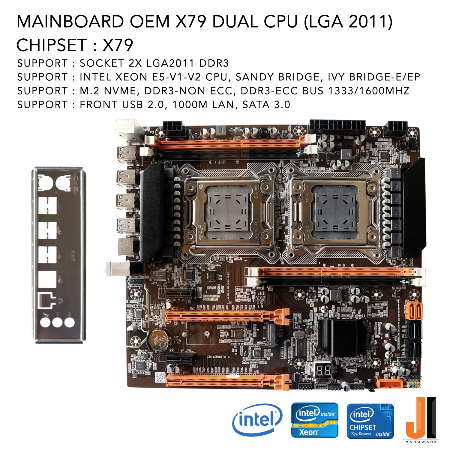 Mainboard OEM X79 Dual CPU (LGA 2011-V1-V2-DDR3) (สินค้าใหม่สภาพดีมีฝาหลังมีการรับประกัน ...