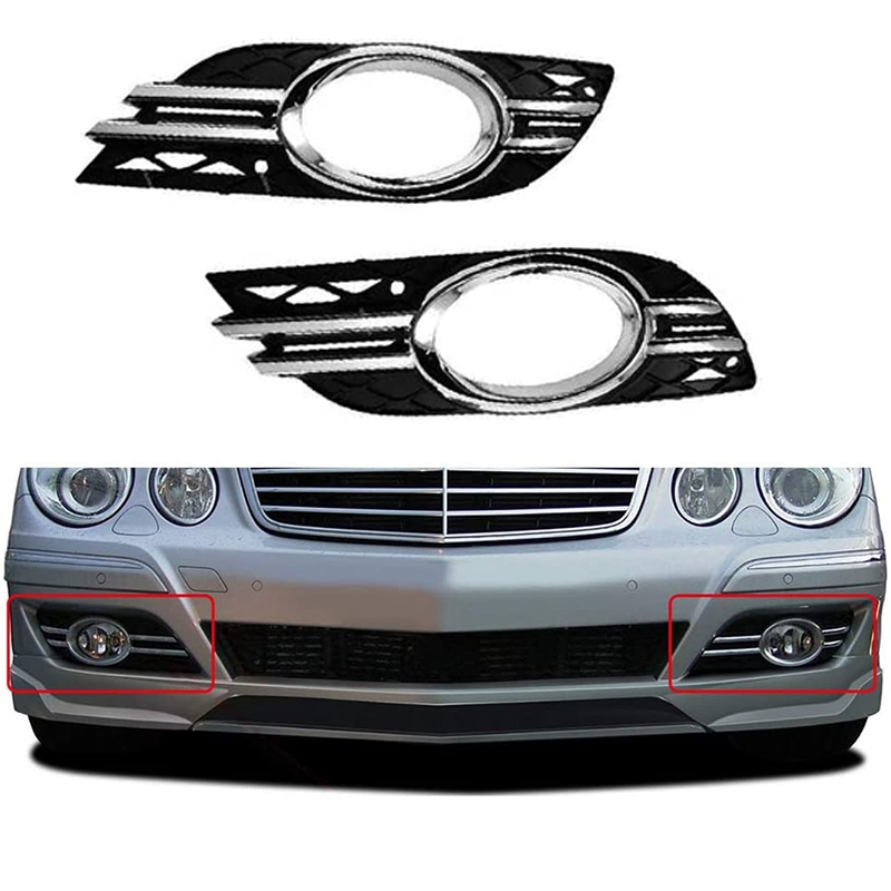 Car Front Fog Light Grill Chrome Trim Cover Set for Mercedes-Benz E ...