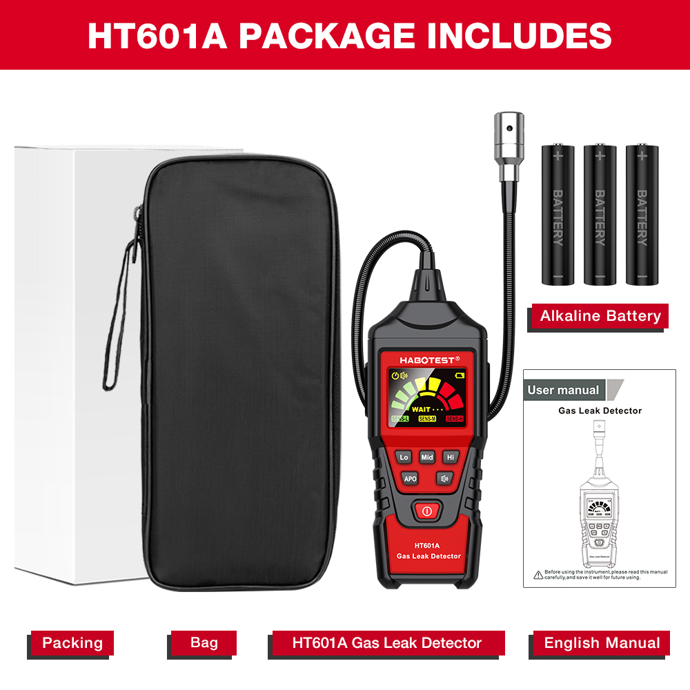 【กทม.พร้อมส่ง】HT601 เครื่องตรวจจับการรั่วไหลของก๊าซไวไฟรุ่นพรีเมี่ยม 0 ~ 999PPM อุปกรณ์มือถือ ...