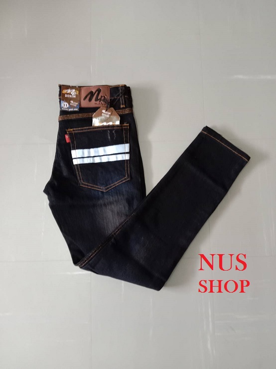 กางเกงยีนส์ผู้ชาย ขาเดฟผ้ายืด กระเป๋าหลังคาด แต่งปะขาด No.60 มาใหม่ ...