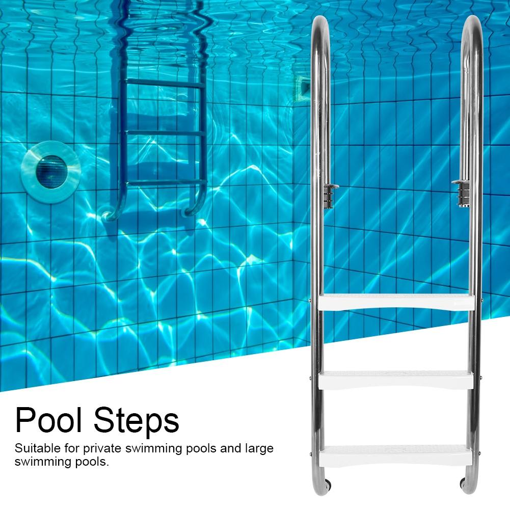 【ห้ามพลาด】Pool 3‑Step Ladder Safety Non‑Slip Stair Pedal Stainless ...