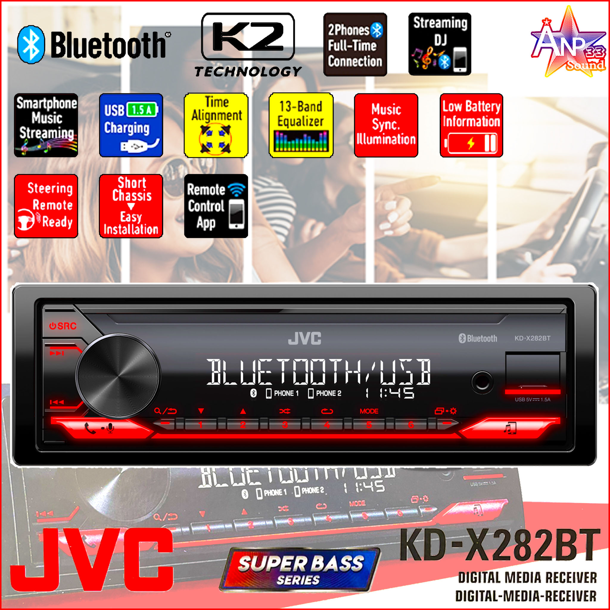 วิทยุรถยนต์ ขนาด 1DIN JVC รุ่น KD-X282BT เล่น USB / BLUETOOTH / AUX / FM (ไม่เล่นแผ่น) | Lazada ...