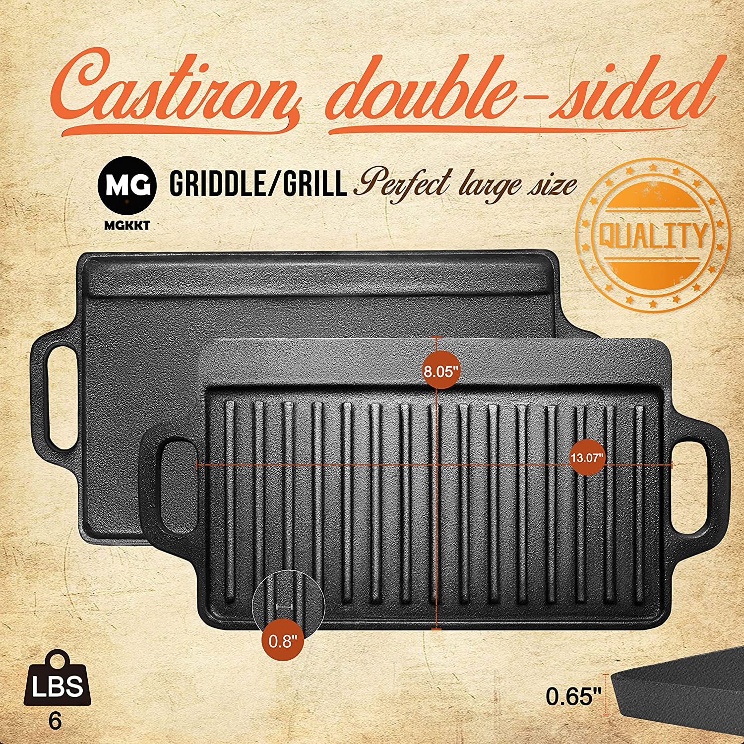 Cast Iron Griddle Plate 4020cm4623cm5123cm กระทะย่างสี่เหลี่ยมยาว สอง ...