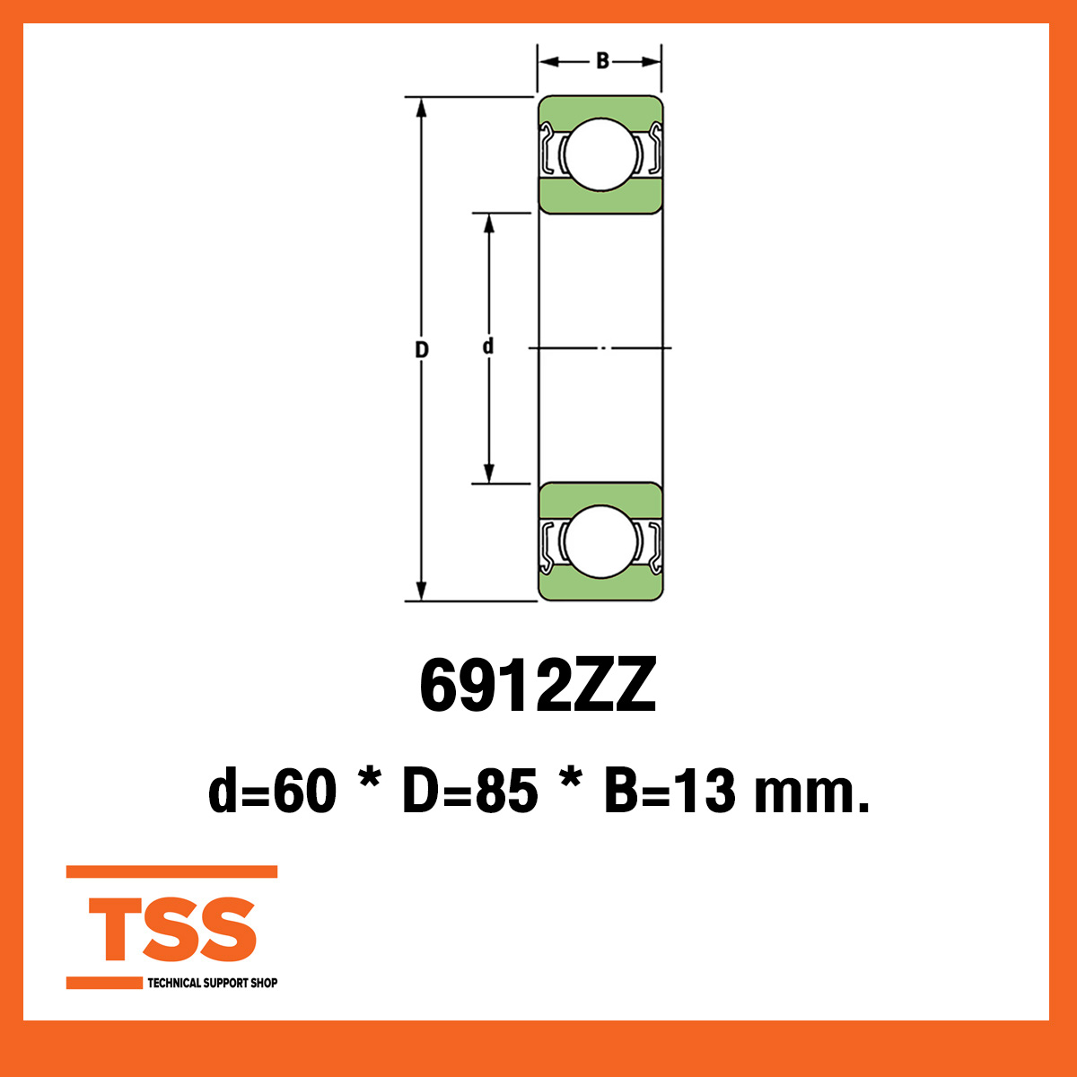 6912ZZ ตลับลูกปืนเม็ดกลมร่องลึก ฝาเหล็ก 2 ข้าง 6912-2Z ( DEEP GROOVE ...