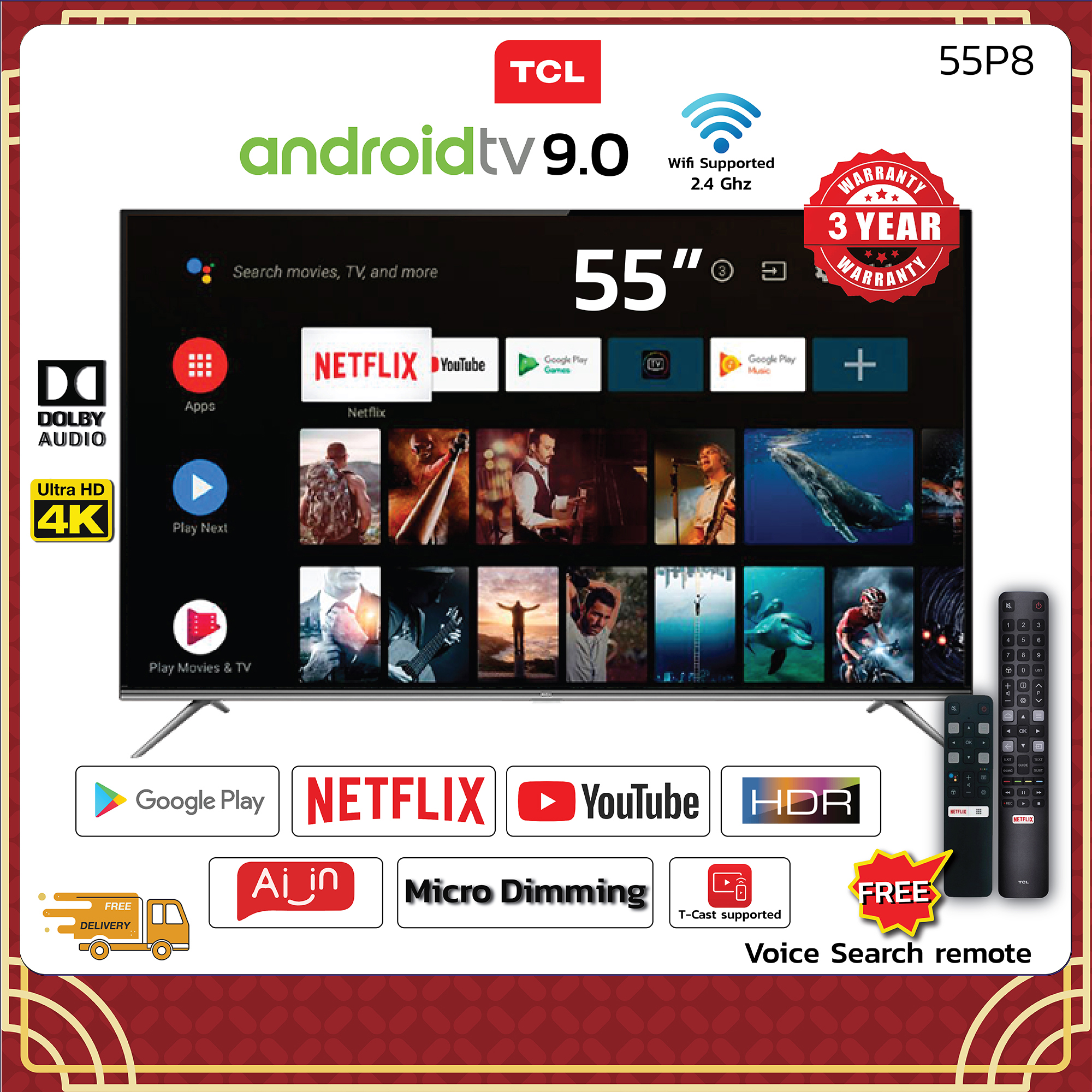แอนดรอยด์ทีวี TCL ขนาด 40 นิ้ว FULL HD Smart TV รุ่น 40S6500 ...