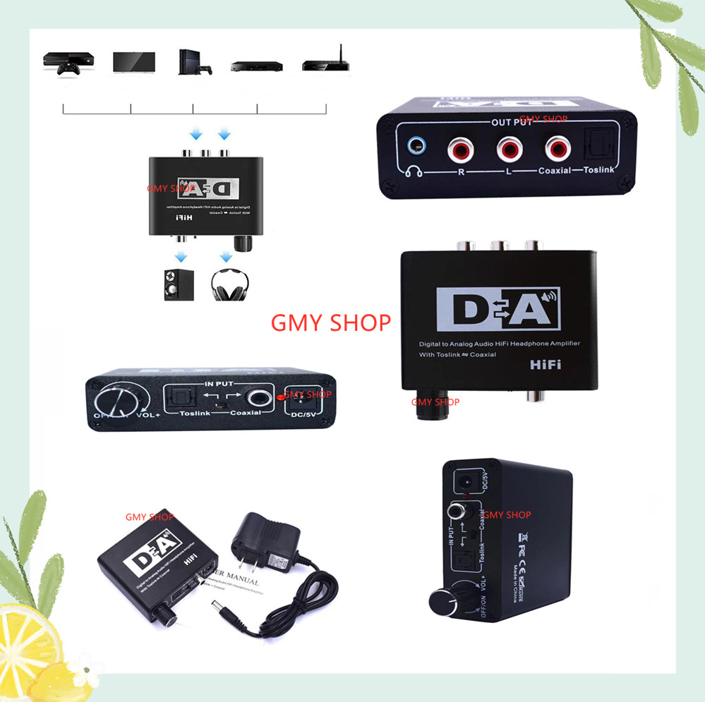 Portable 3.5mm Jack Coaxial Optical Fiber Digital to Analog Audio AUX ...