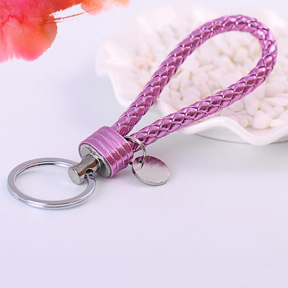 Braided PU Leather Strap Keyring Keychain Car Key Chain Ring Key Fob SS ...