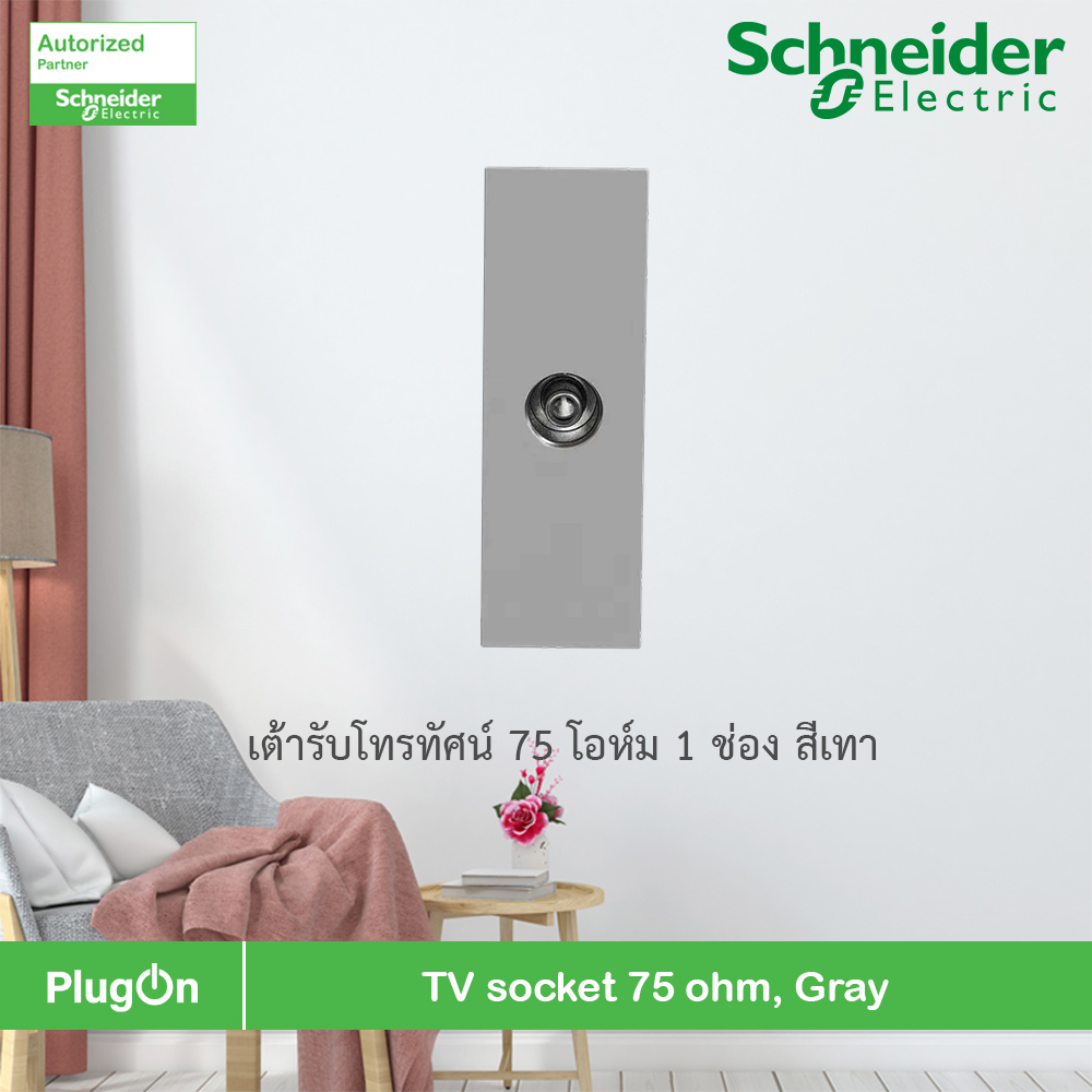 Schneider Electric ชุดเต้ารับ 3 ขา + สวิตช์ทางเดียว 1 ช่อง สีขาว Single ...