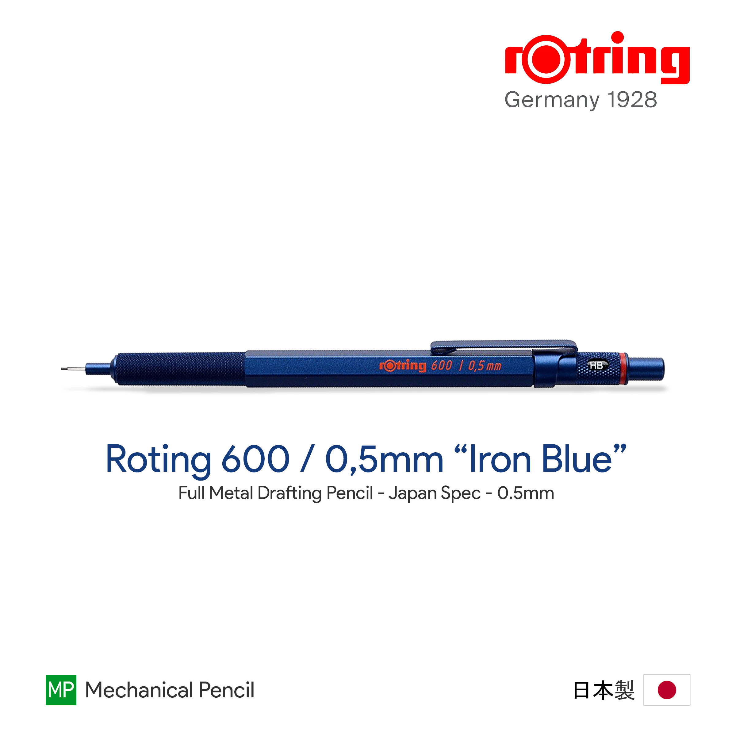 Rotring 600 "Iron Blue" 0.5mm Drafting Pencil - ดินสอกดรอตติ้ง 600 0.5 ...