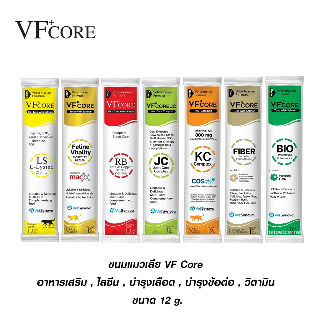 ของใหม่ ไม่ค้างสต็อค VF core วีเอฟ แมวเลียอาหารเสริมผสมไลซีน ชนิด 1 ซอง - Happy Paws - ThaiPick