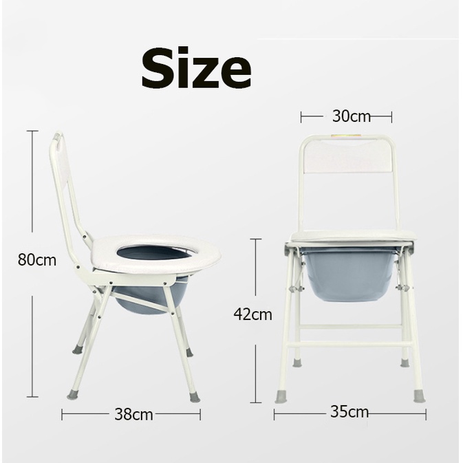เก้าอี้นั่งถ่าย กะทัดรัด มีพนักพิง พับได้ Foldable Compact Commode ...