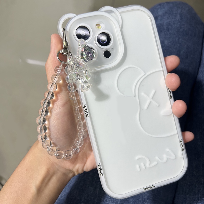 Transparent Soft Bear Case with Chain Compatible for IPhone 13 11 12 ...