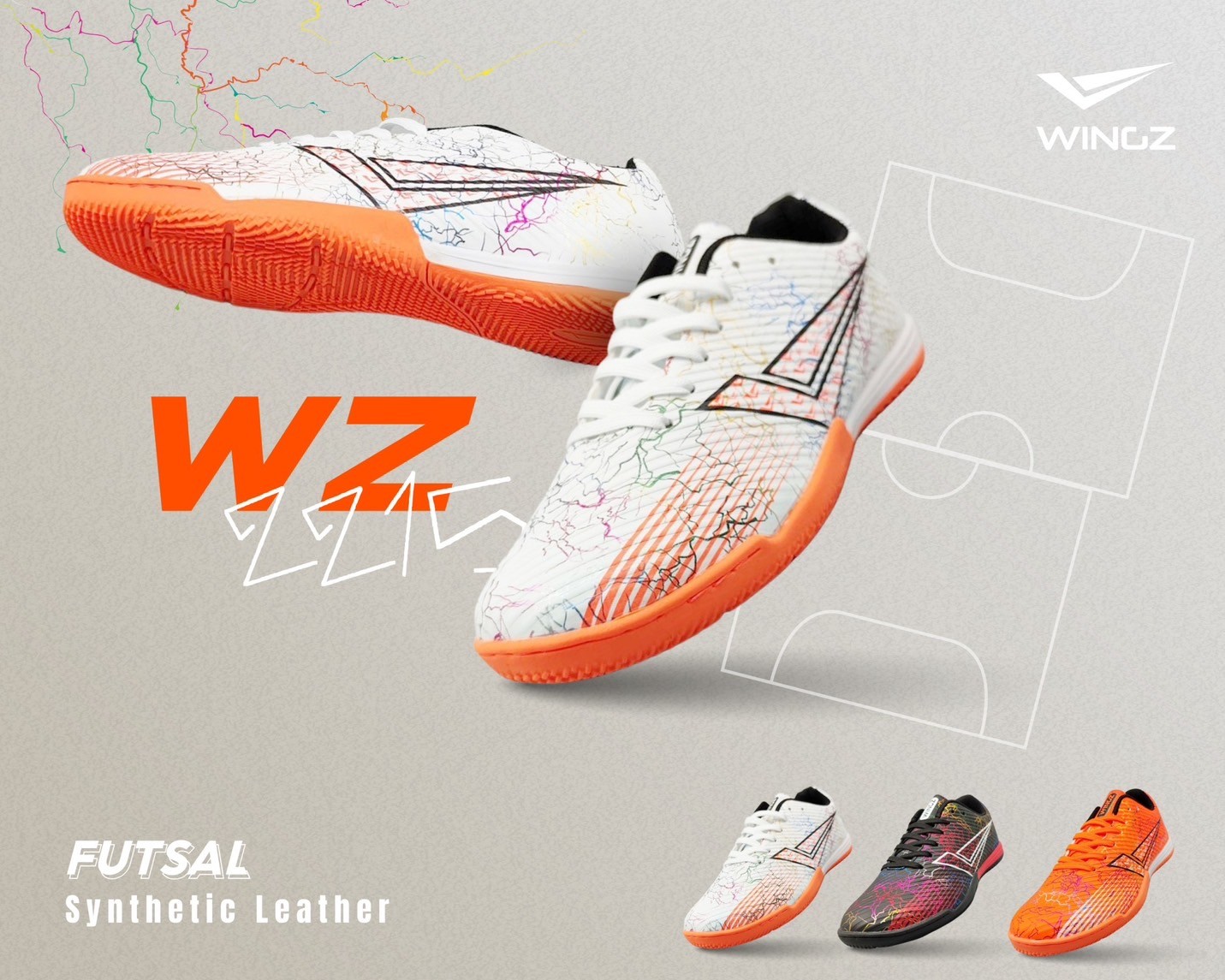 รองเท้าฟุตซอล Wingz WZ 2215 รองเท้าฟุตบอลหนังสังเคราะห์ น้ำหนักเบา ...