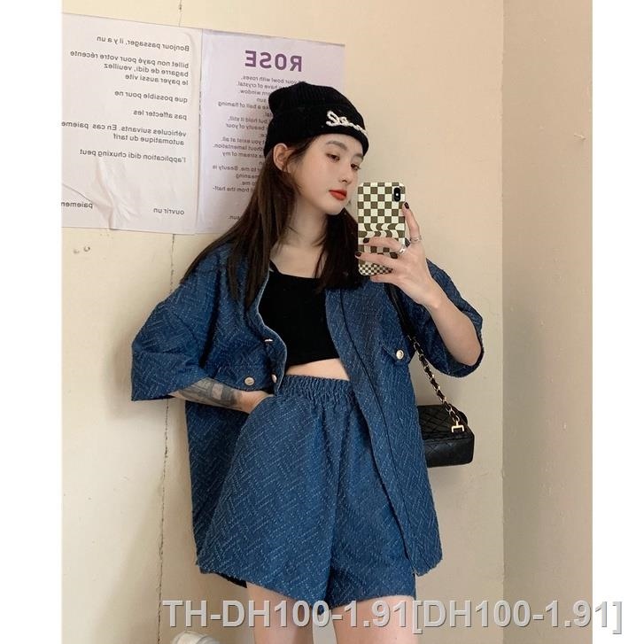 DH100-1.91 เสื้อแจ็กเก็ตยีนแขนยาว ลายดอกไม้ และกางเกงขาสั้น (แยกขาย) - zxijnlk0 - ThaiPick