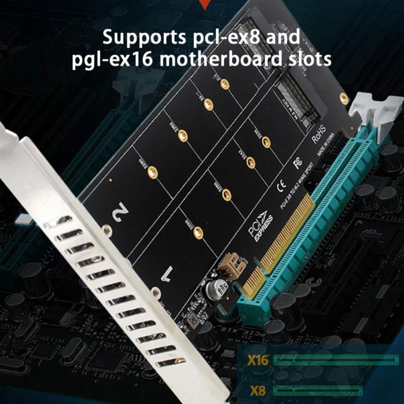 PCI-EX8 Dual-Disk NVME M.2 MKEY SSD RAID Array Expansion Adapter Motherboard PCI-E Split Card ...