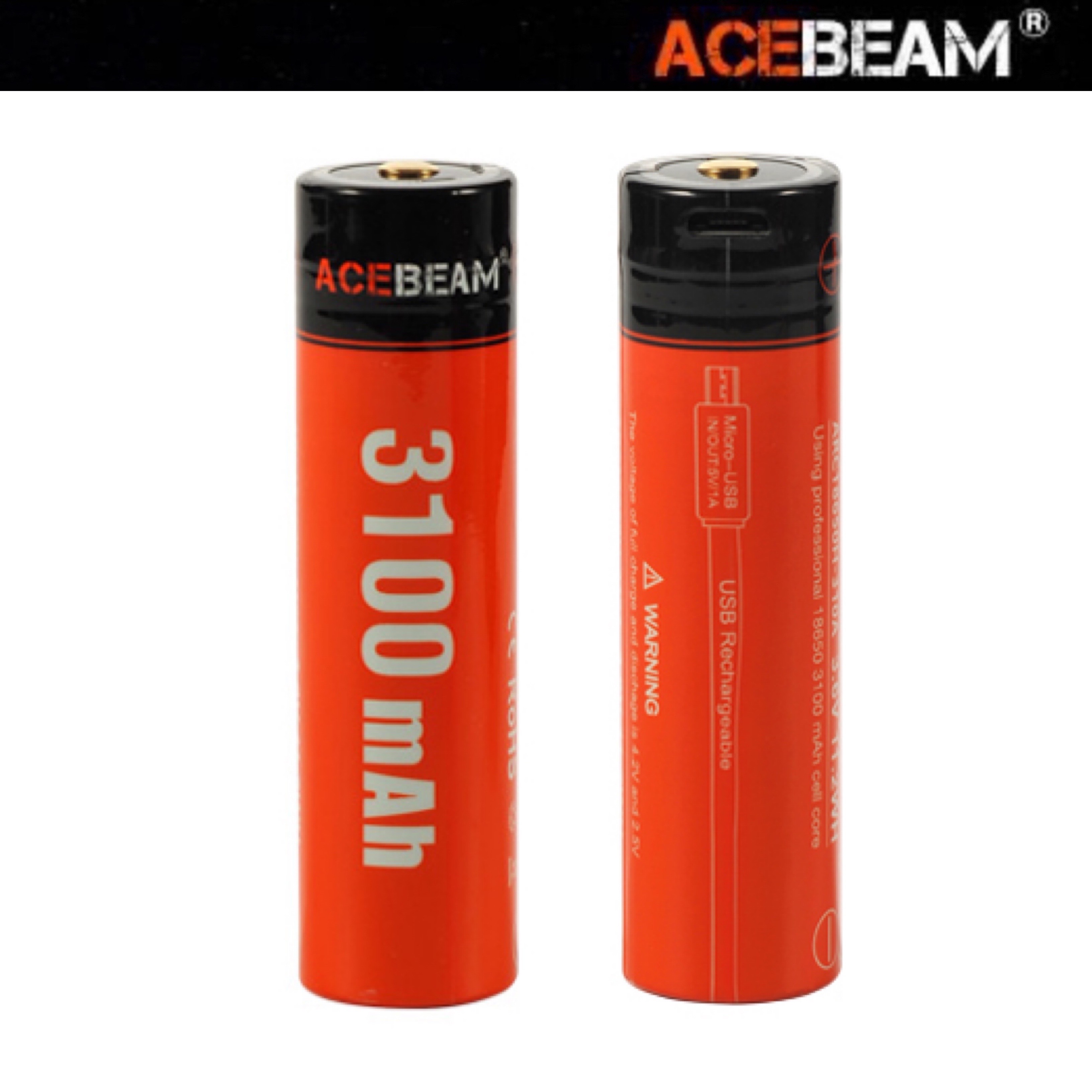ACEBEAM LIR18650 3100mAh 3.6V 20A High-drain Li-ion Rechargeable ...
