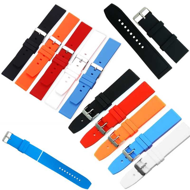 16 18 20 22 24 26 28 mm Waterproof Rubber / Silicone Sport Watch Band ...