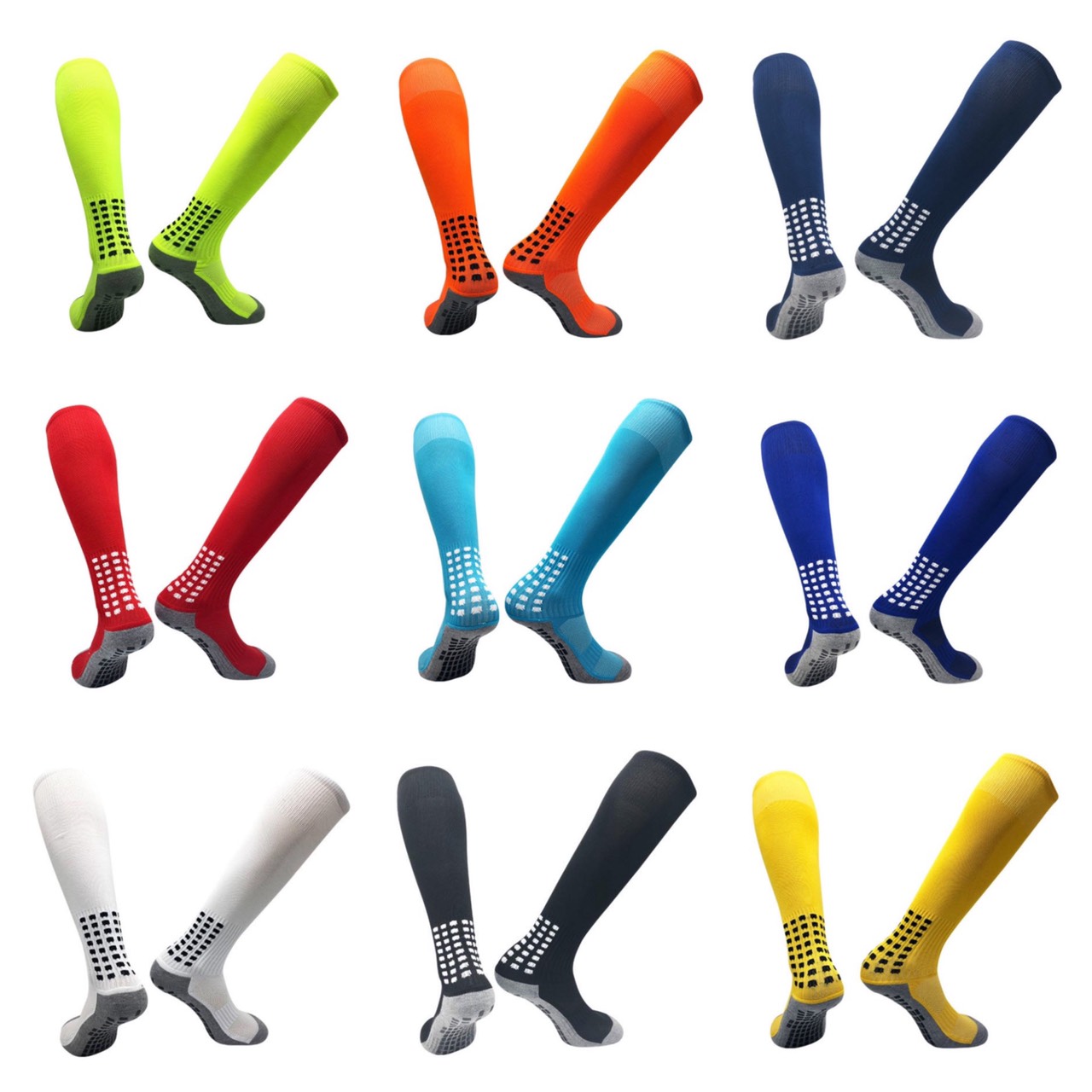 ถุงเท้าฟุตบอล พรีเมี่ยม รุ่นยาว มีปุ่มกันลื่น ซิลิโคนกันลื่น Free Size ...