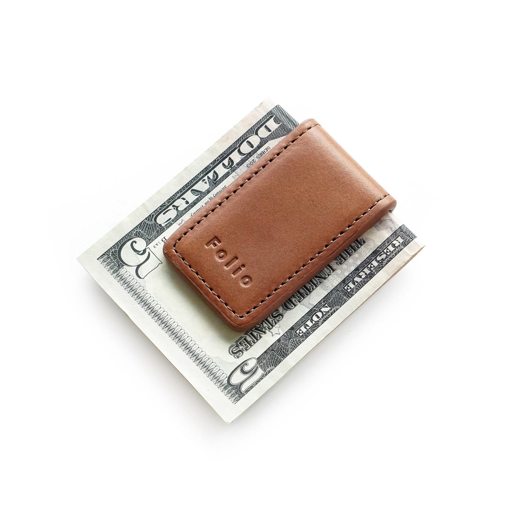 FOLIO BRAND Money Clip ที่หนีบธนบัตรหนังแท้ฟอกฝาด แม่เหล็กหนีบอย่างดี ...