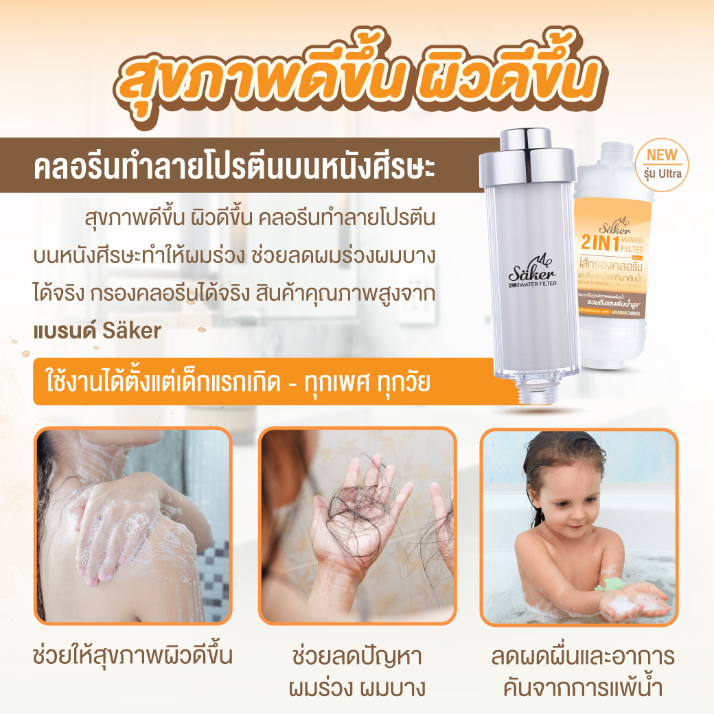 ลด51(เด็กแพ้ง่าย ผิวผู้ใหญ่ก็กระทบด้วย) SAKER 2IN1 WATER FILTER ไส้กรองคลอรีน และ สิ่งสกปรกที่มา ...