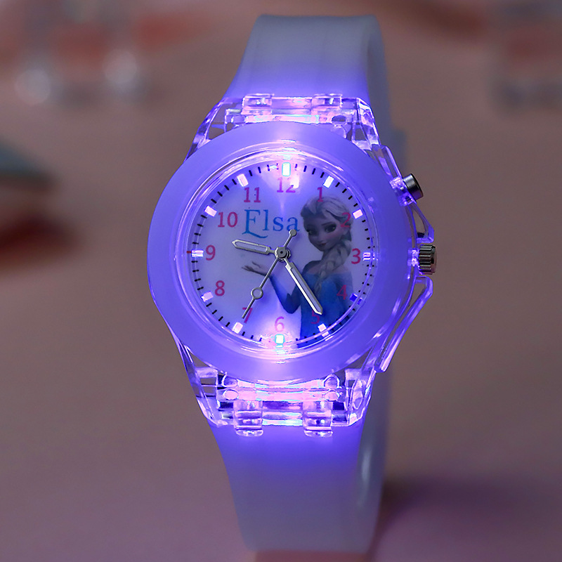 นาฬิดาข้อมือเด็กผู้หญิง รูปภาพพื้นหลังเอลซ่า มีสีไฟ สไตร์น่ารัก แฟชั่น W086 - Watchstore 230905 ...