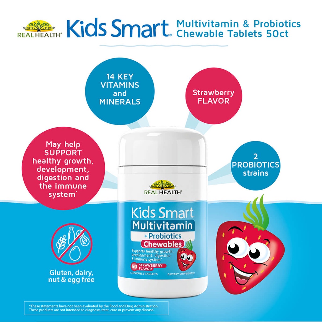 Nature's Way Kids Smart Multivitamin + Probiotics Chewables 50 Tablets ...