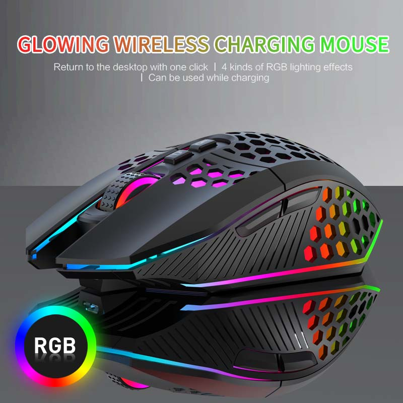 X801 Wireless Charging Gaming Mouse 8 button LED Honeycomb Hollow ...