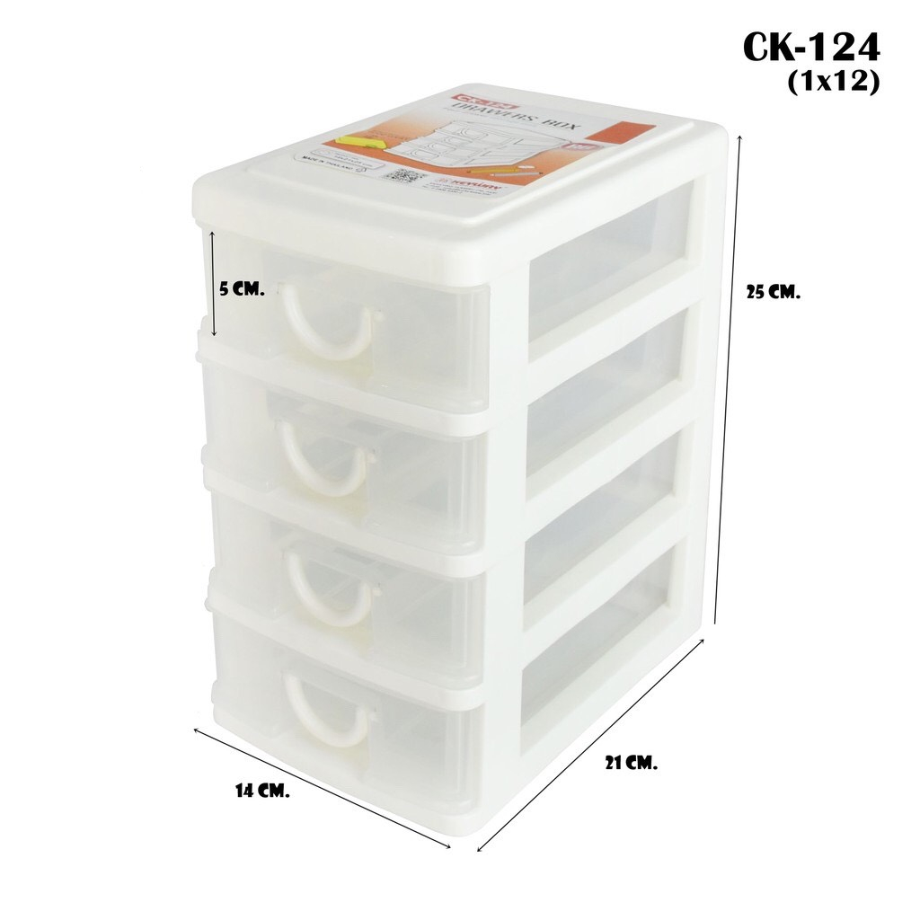 กล่องลิ้นชักมินิ 4 ชั้น No.CK-124 KEYWAYขนาด( กว้าง x ยาว x สูง ) :14 x ...