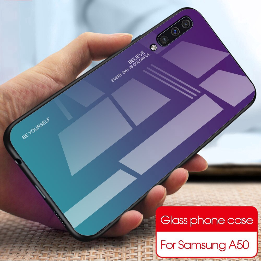 Samsung A50 Case Gradient Tempered Glass Case Samsung Galaxy A50 ...