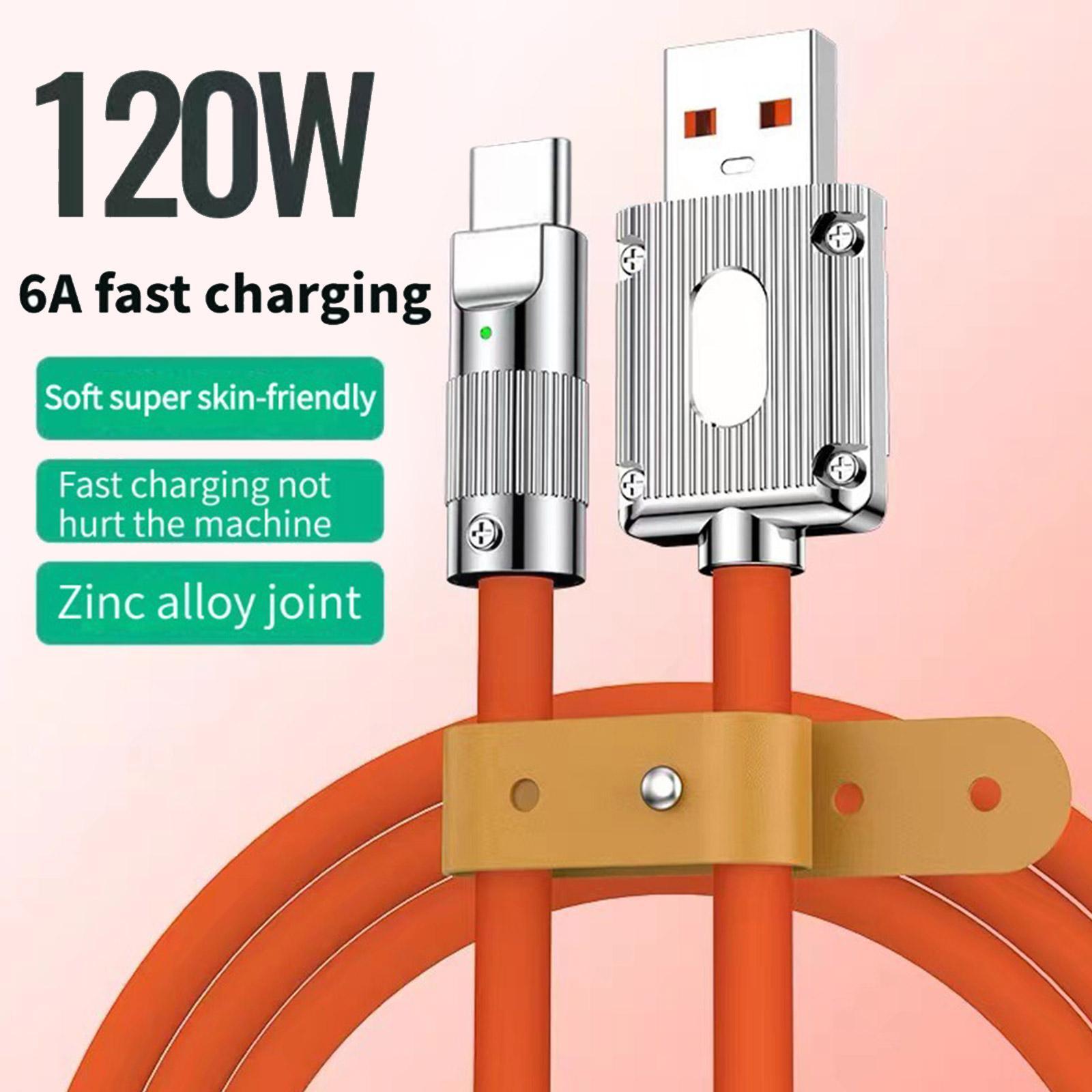 สายชาร์จ 3IN1 120W 6A Super Fast Charge Liquid ประเภท C MicroUSB IOS ซิลิโคน Quick Charge สำหรับ ...