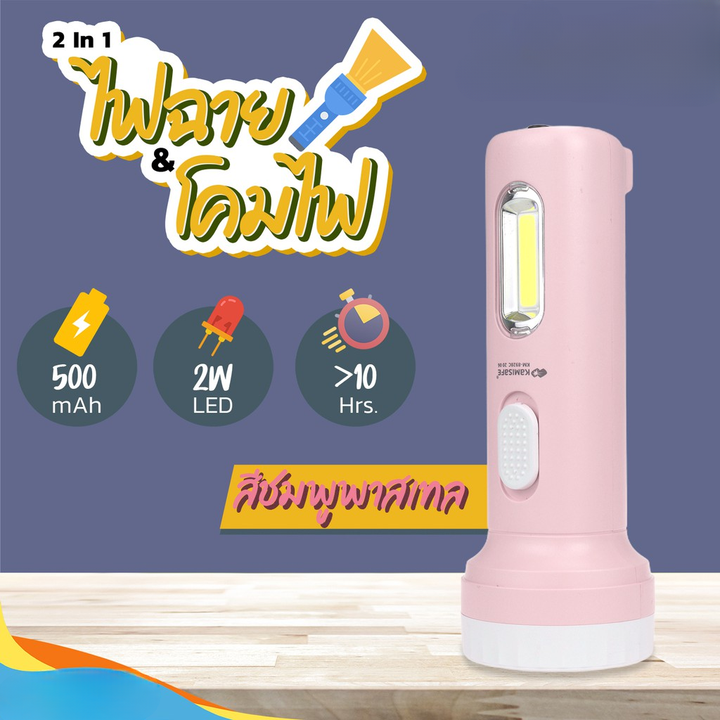 ไฟฉาย ชาร์จไฟได้ มีไฟด้านข้าง ใช้เป็น โคมไฟตั้งโต๊ะ หรือ ไฟอ่านหนังสือ ...