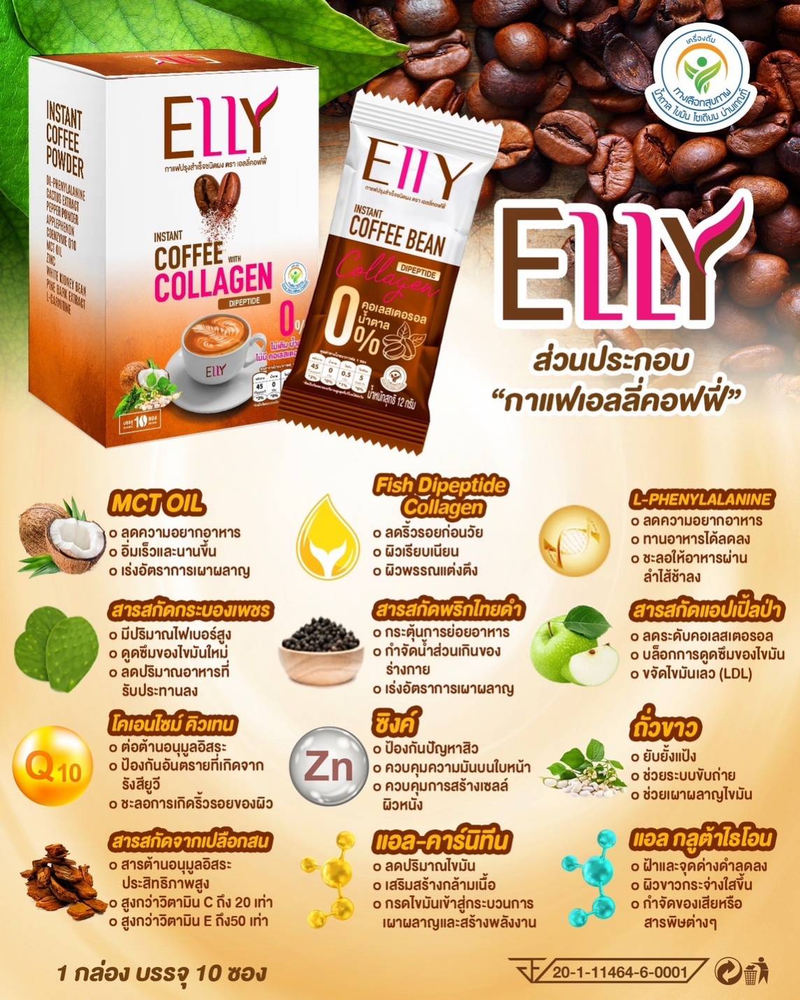 สูตรใหม่ กาแฟ Elly Coffee กาแฟผสมคอลลาเจน มีสารสกัดถึง 12 ชนิด ดื่มง่าย ...