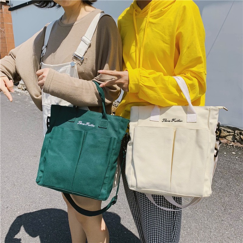 unlimitedshop(UN1569) -L1กระเป๋าสะพายข้าง ผ้าแคนวาส กระเป๋าถือ ...