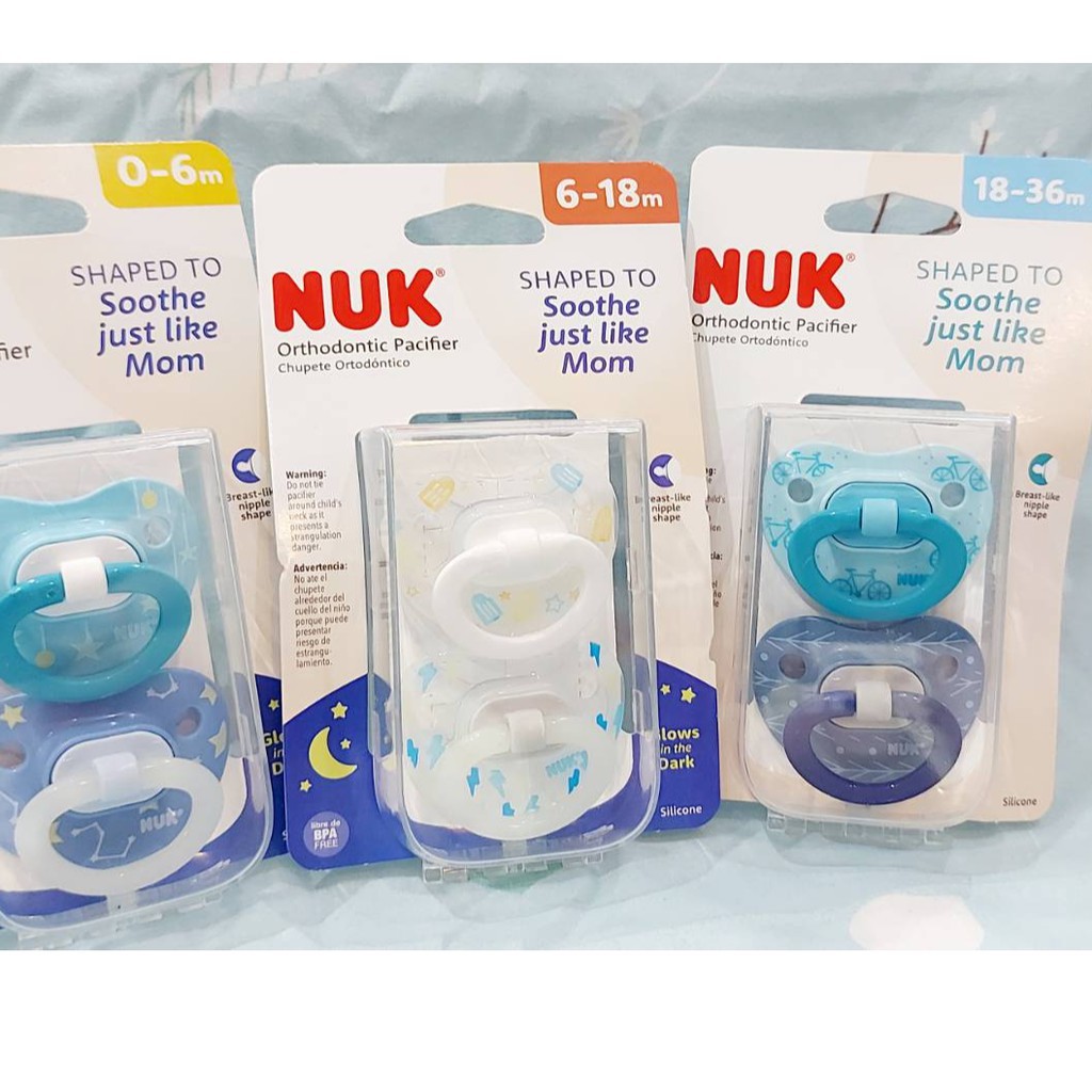 USA จุกหลอก ไม่ทำให้ฟันเก ยี่ห้อ NUK silicone สำหรับเด็ก (18-36 เดือน ...