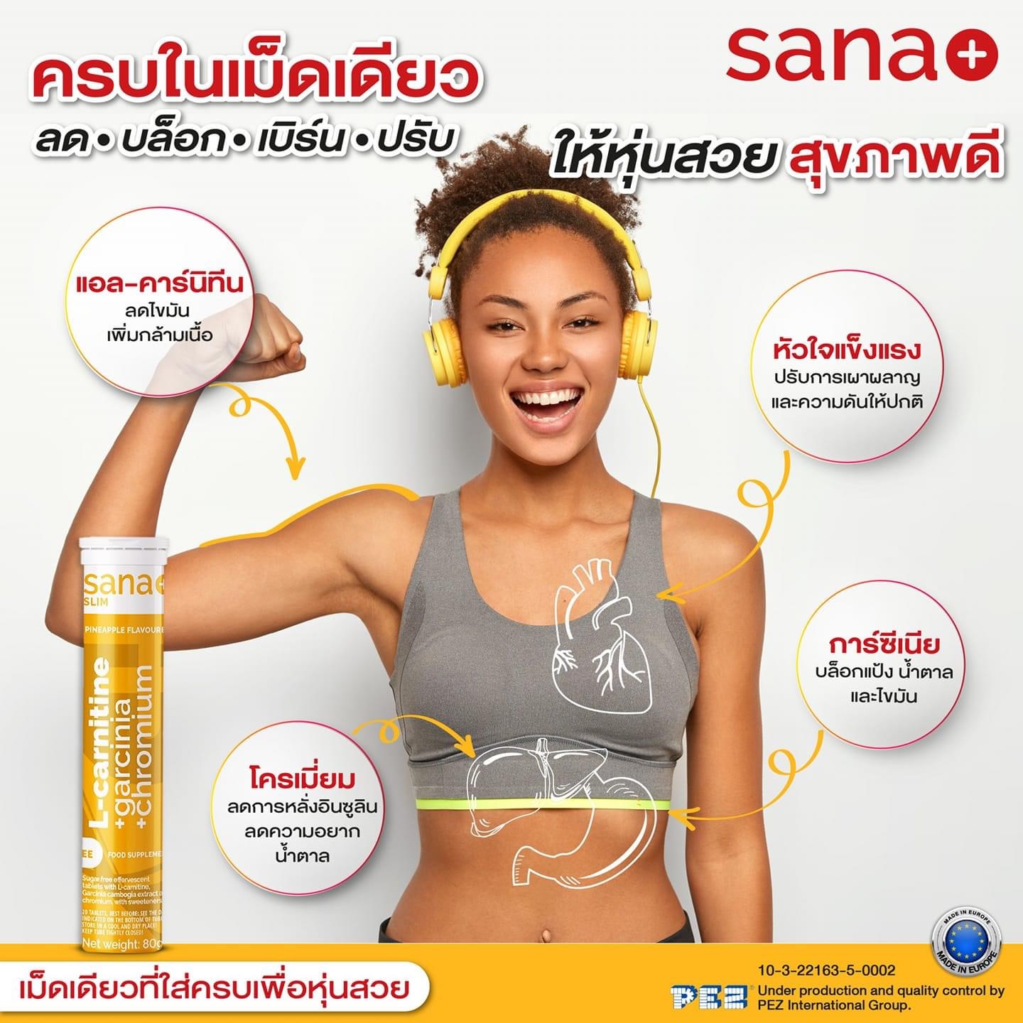 sanaplus L-carnitine เม็ดฟู่ออกกำลังกาย ควบคุมน้ำหนัก แอลคานิทีนเม็ดฟู่ ออกกำลังกายได้ผล x2 ...