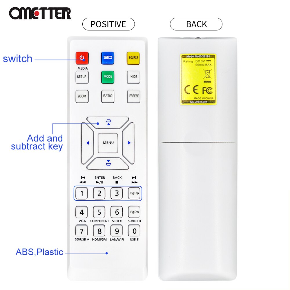 New Remote Control Suitable For Acer AS211 P1283 PE-M305 P6200S X113 HE ...