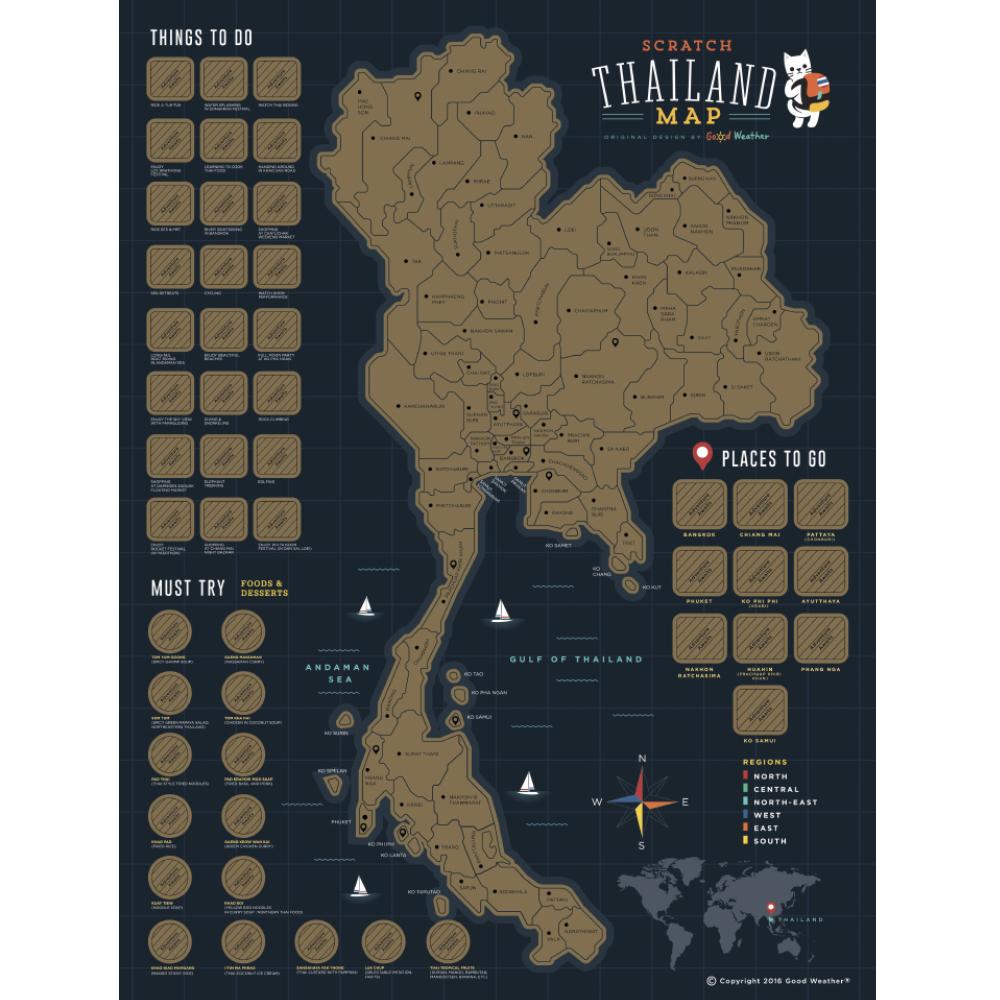 แผนที่ขูดได้ ประเทศไทย Good Weather Scratch Map ดีไซน์น่ารัก คุณภาพ ...