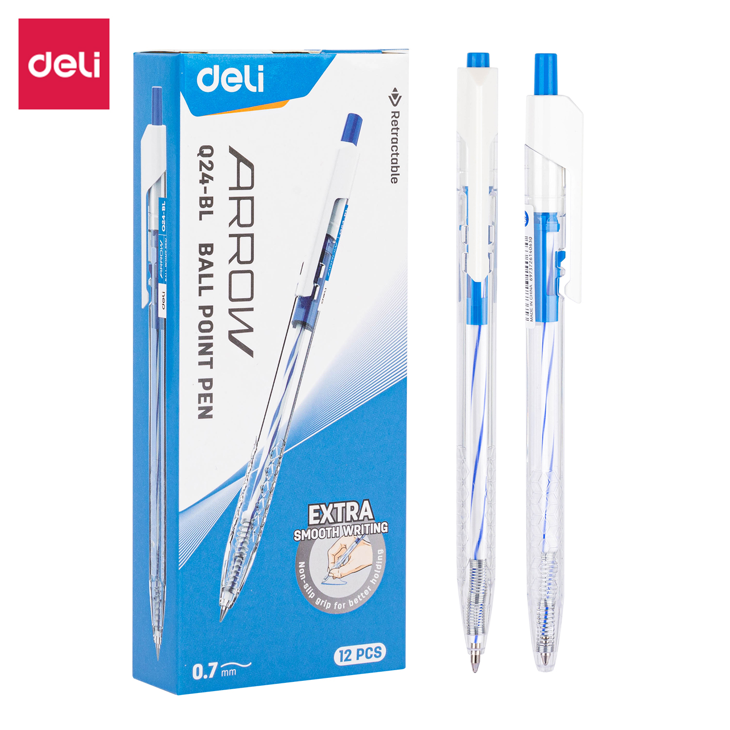 DELI Ballpoint Pen 12PcsBox Ball Pens Tip 0.7mm Smoothing Writing Low ...