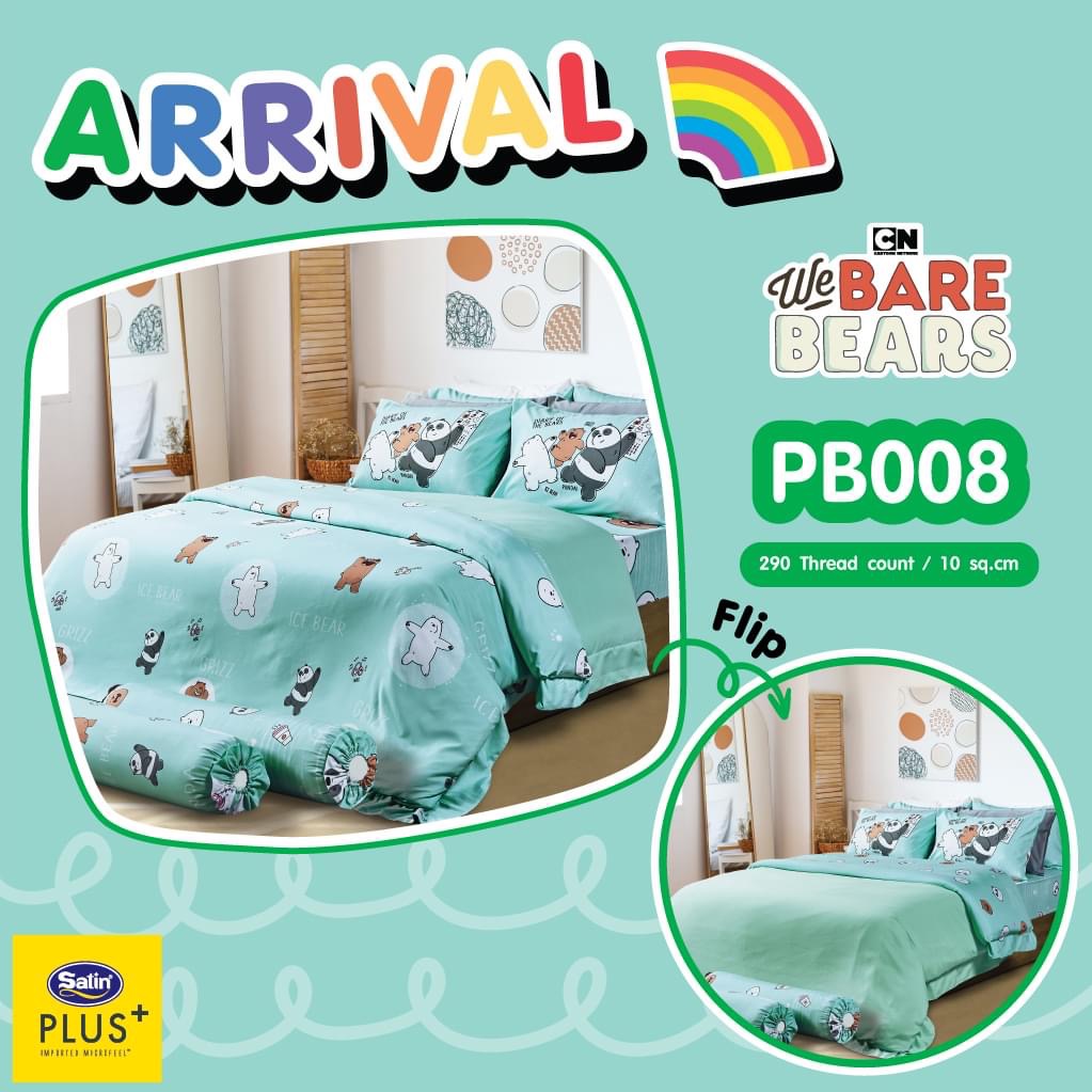 Satin Plus ชุดผ้าปูผ้านวม (ขนาด3.5 56ฟุต) We Bear Bears วี แบร์ แบร์ ...