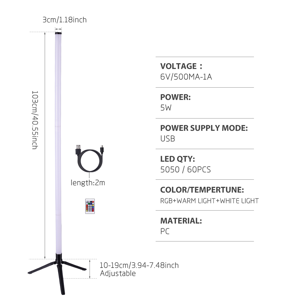 Standing LED Floor Lamp 5W(RGBWarm White ColorsMulti Modes)APP ...