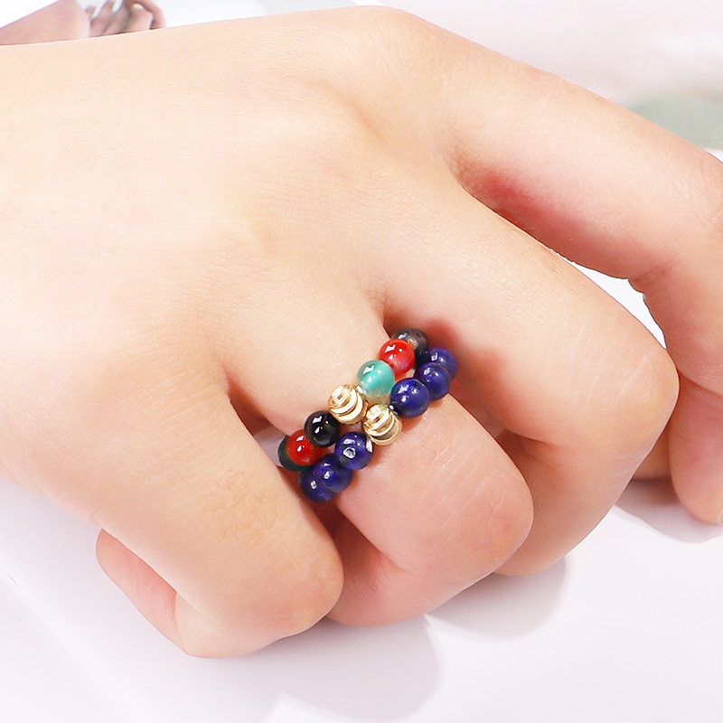 Natural Crystal Stone Elastic Ring 4mm Healing Gemstone Handmade ...