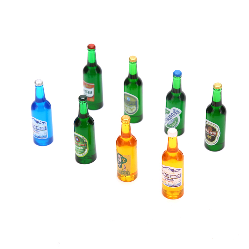 10pcs 1:12 Dollhouse Miniatures Summer beer bottle DIY Decorations ...