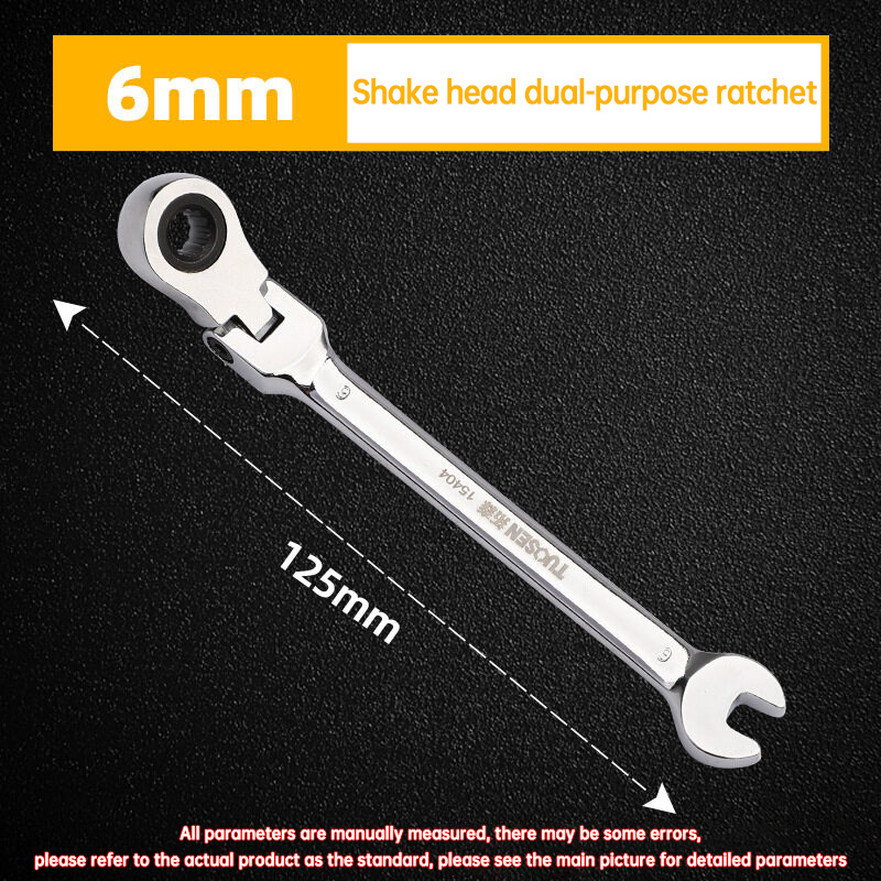 Movable plate mirror face open ring ratchet wrench double end quick ...