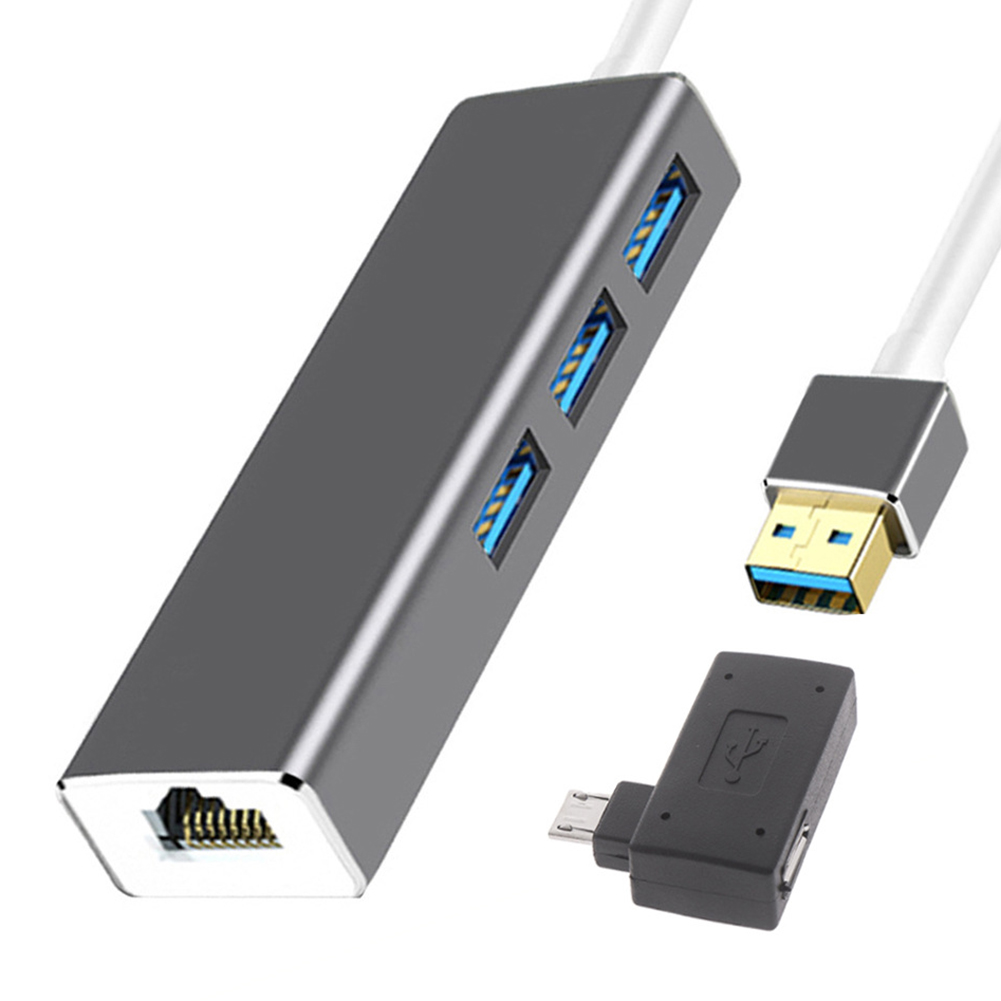 USB Hub OTG Adapter 3 Ports Ethernet Network Card Splitter for TV Stick ...