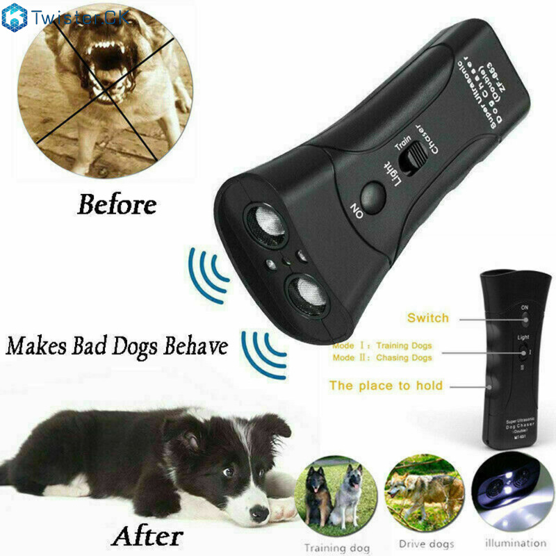 Ultrasonic Double-headed Dog Repeller Anti Barking Device Dog Training ...