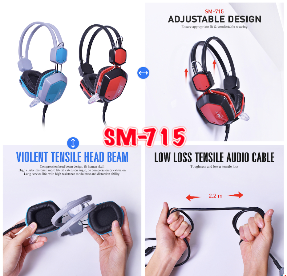 ส่งเร็ว ร้านDMแท้ๆ OKER SM-712 SM-715 Gaming Headphones หูฟังโอเคอร์ ครอบหู เล่นเกมส์ ทำงาน ฟัง ...