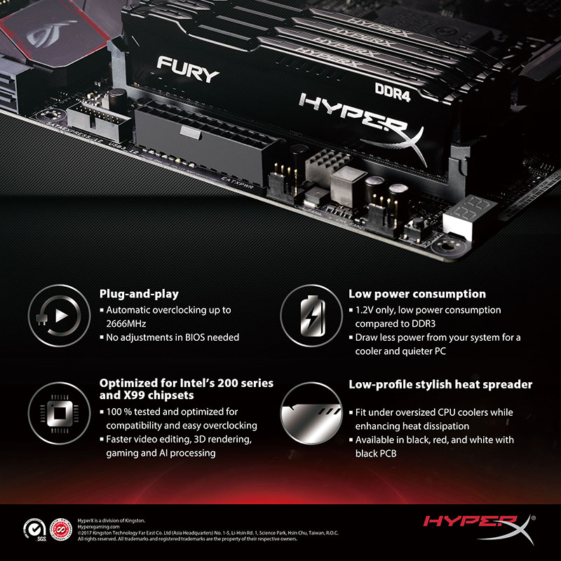 มีสินค้าหน่วยความจำ RAM เดสก์ท็อป Kingston HyperX FURY 4GB 8GB 16GB DDR4 2400 2666 3200 mhz DIMM ...