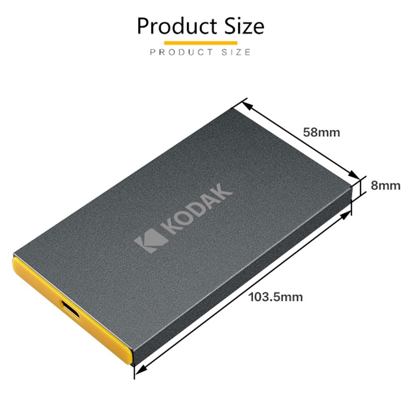 Kodak SSD Portable Drive GEN 2 Mobile Solid State DriveType-C 3.1 Metal ...