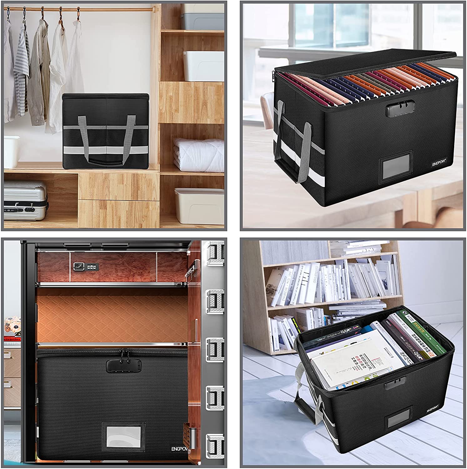 Fireproof Box with Lock File Storage Organizer Anti-Static Box ...